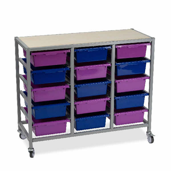 EDUcate Mobile Storage Frame Tote Tray Trolley 10 Bays | Boards Direct