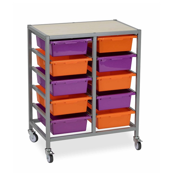 EDUcate Mobile Storage Frame Tote Tray Trolley 10 Bays | Boards Direct