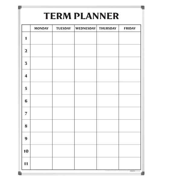 VISTA School Term Planner Black| Boards Direct